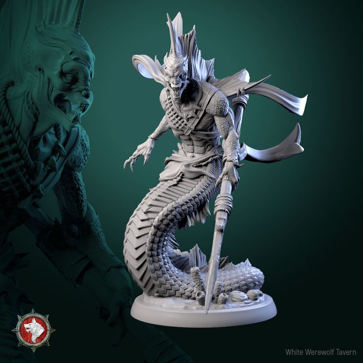 3D Printable Merfolk 32mm set - 6 pre-supported miniatures. by White ...