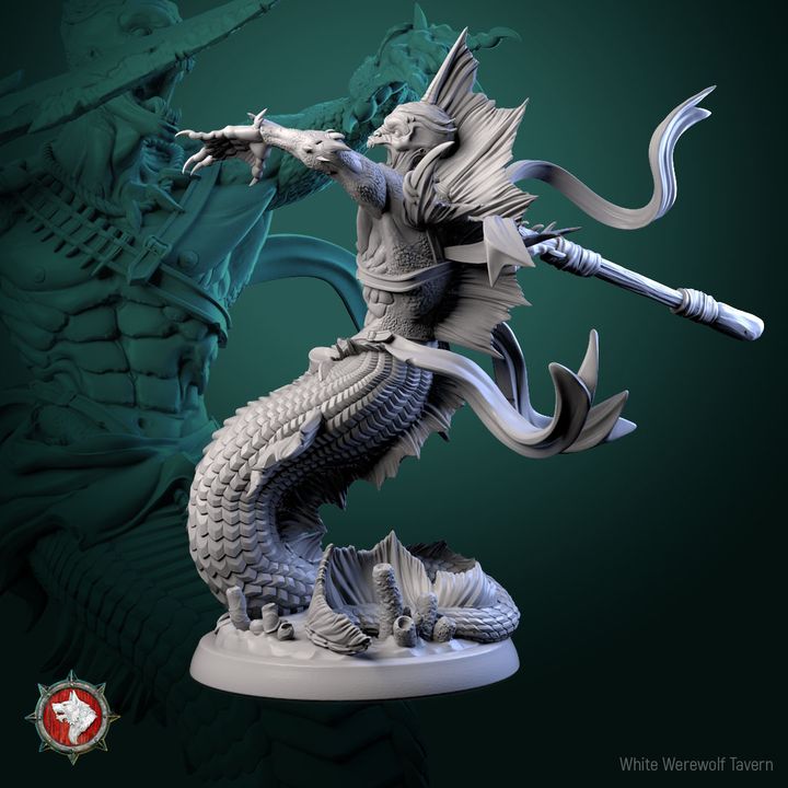 3D Printable Merfolk 32mm set - 6 pre-supported miniatures. by White ...