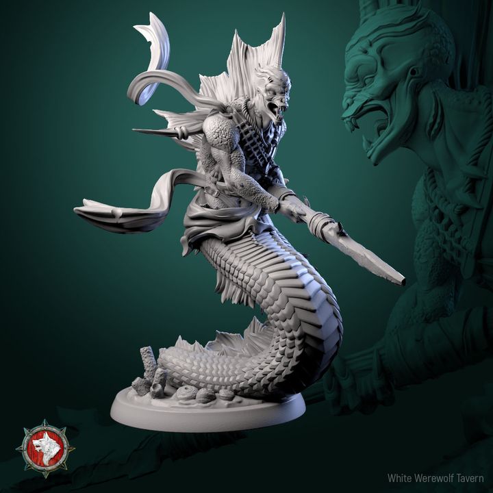 3D Printable Merfolk 32mm set - 6 pre-supported miniatures. by White ...