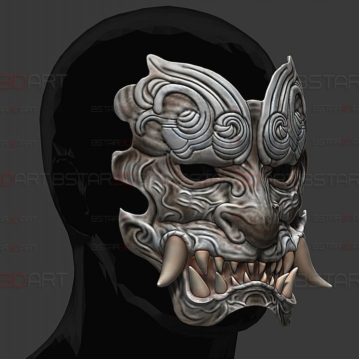 3D Printable Hannya Gale Guard Face Mask - Oni samurai Cosplay by ...