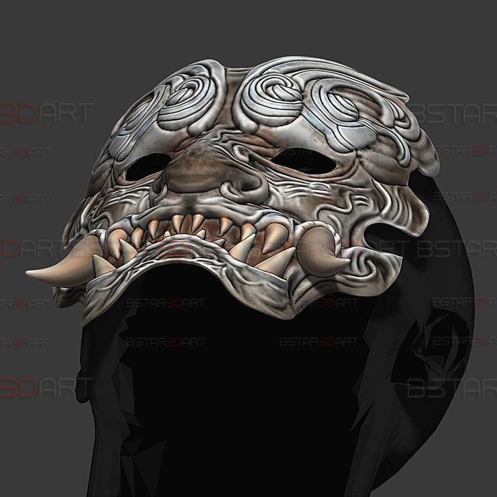 3D Printable Hannya Gale Guard Face Mask - Oni samurai Cosplay by ...