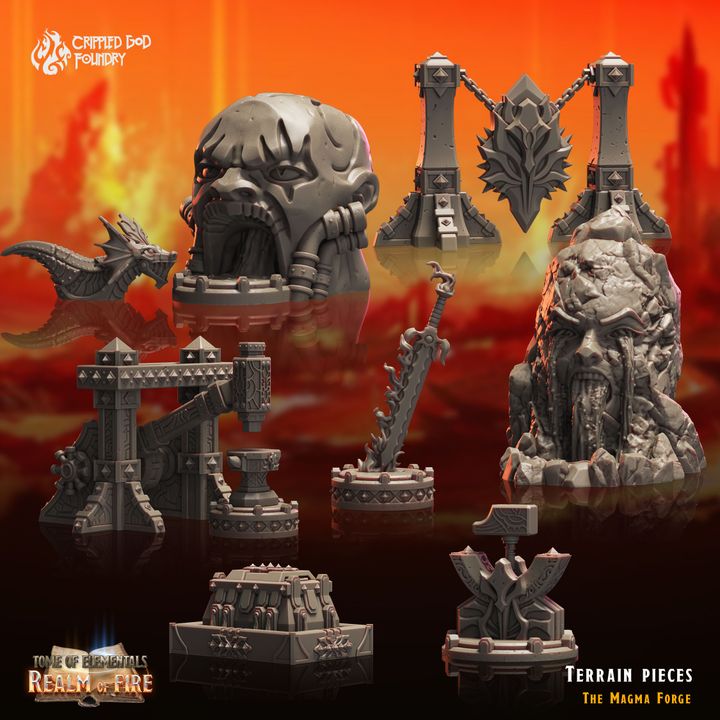 3D Printable Magma Forge Scenery Pieces by Crippled God Foundry