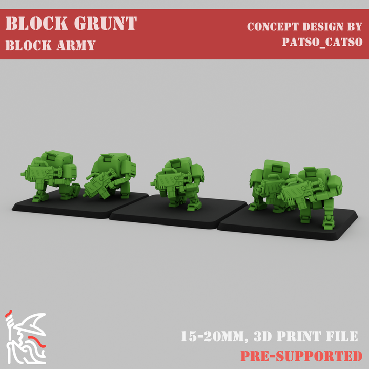 3D Printable [Block Army] Block Grunts by Filamentio