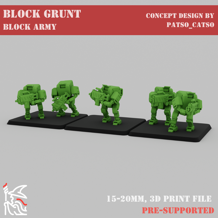 3D Printable [Block Army] Block Grunts by Filamentio