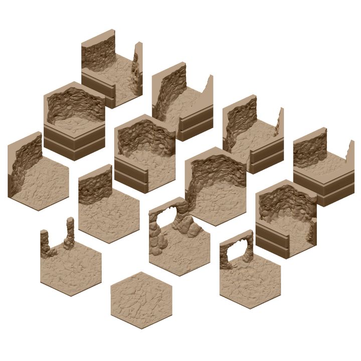 3D Printable Hexhog Tabletops: Crumbling Caverns by Hexhog Tabletops