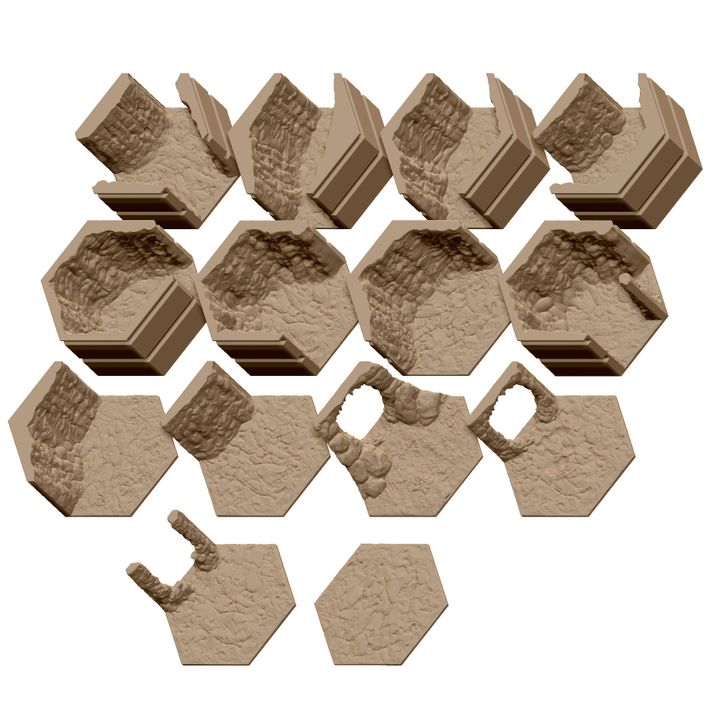 3D Printable Hexhog Tabletops: Crumbling Caverns by Hexhog Tabletops