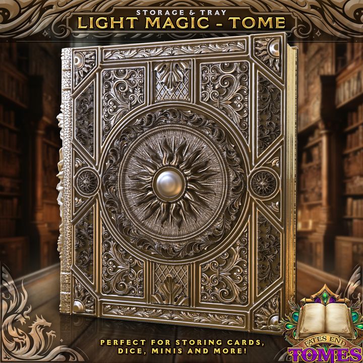 3D Printable Light Magic Tome - Perfect for storing cards, dice, minis ...