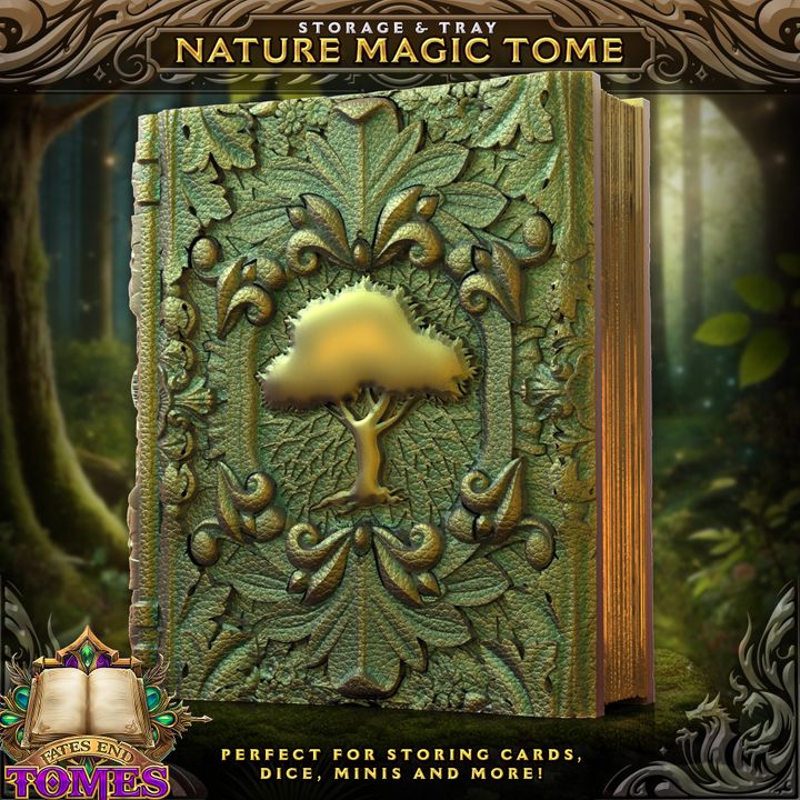 3D Printable Nature Magic Tome - Perfect for storing cards, dice, minis ...