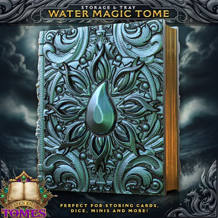 3D Printable Water Magic Tome - Perfect for storing cards, dice, minis ...