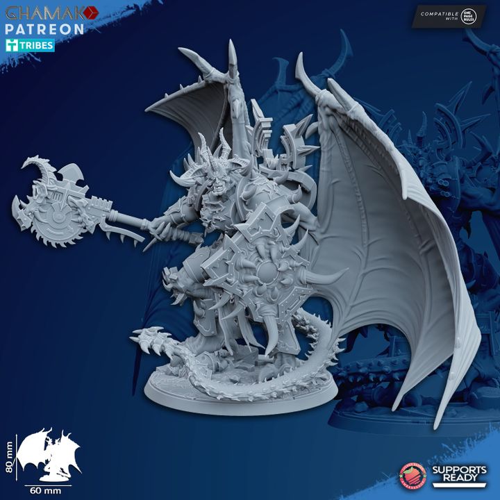 3D Printable Winged Demonic Lord by Ghamak