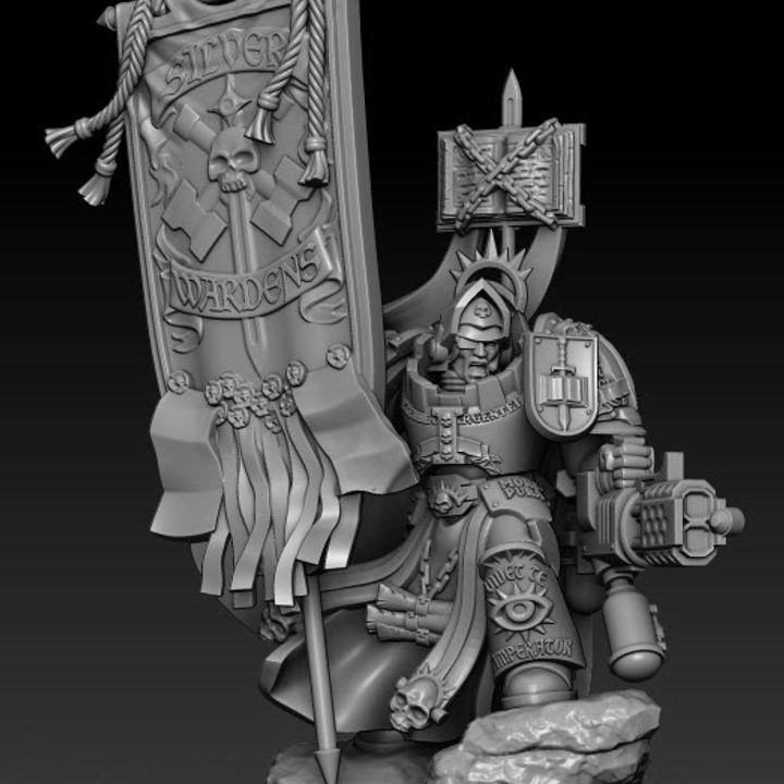 3D Printable Silver Wardens Ancient Banner Bearer by Chad Hoverter