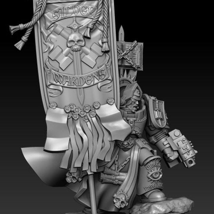 3D Printable Silver Wardens Ancient Banner Bearer by Chad Hoverter