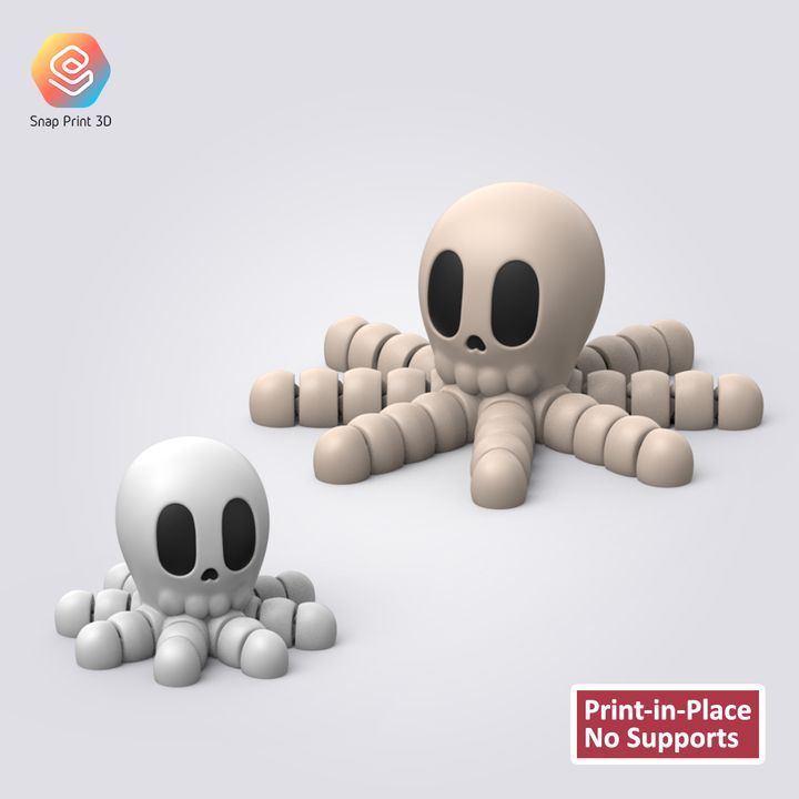 3D Printable Halloween Flexi Skull Octopus by SNAP PRINT 3D