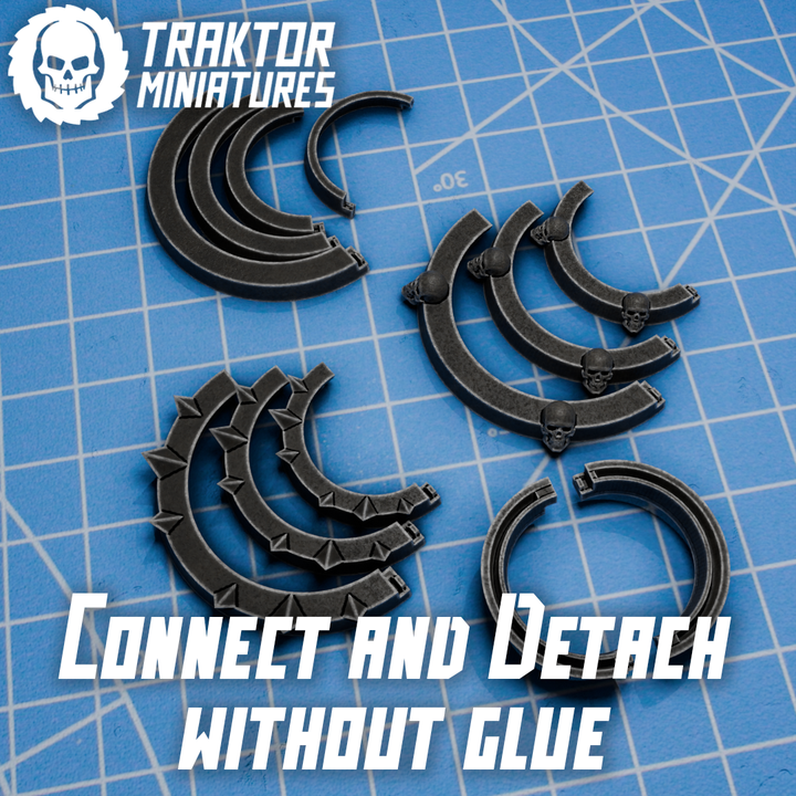 3D Printable Detachable Round Base Expanders by Traktor Miniatures