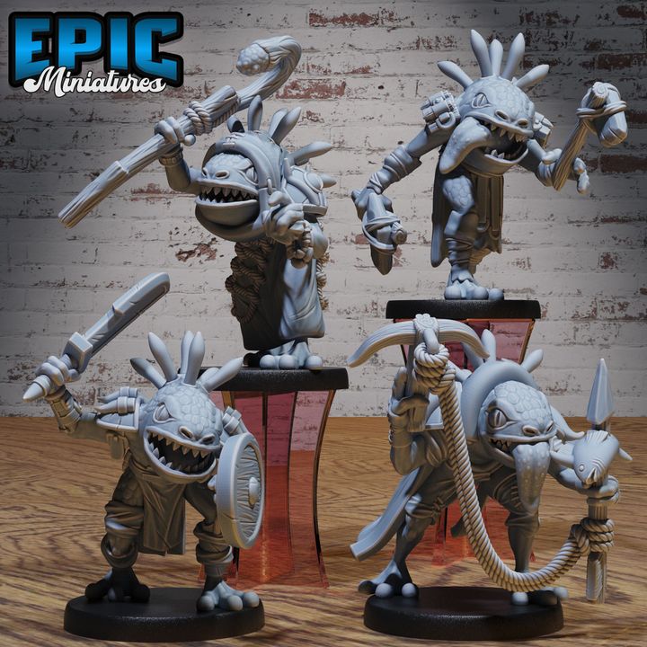 3D Printable River Folk Set / Fishfolk Warrior / Men-Fish Tribe Fighter ...