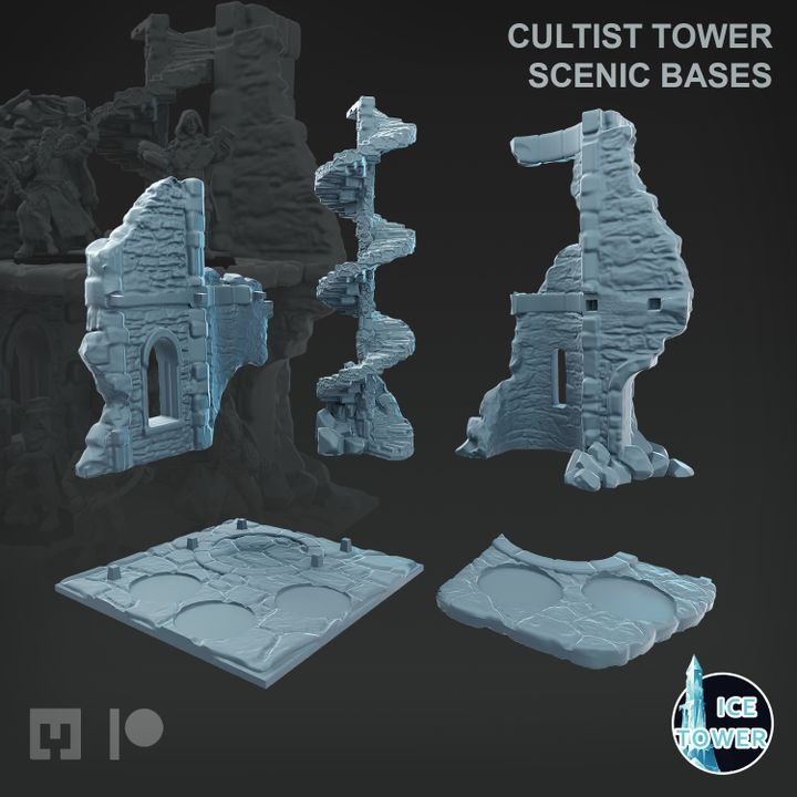 3D Printable Destroyed tower - Scenic Base by Ice Tower
