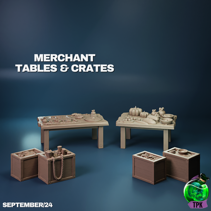 3D Printable Merchant Tables and Crates by TPK Lab