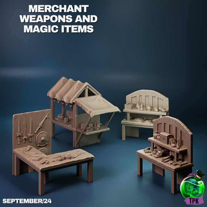 3D Printable Merchant Weapons and Magic Items by TPK Lab