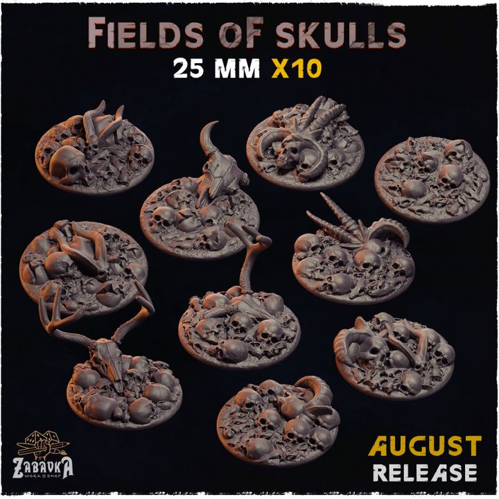 3D Printable Fields of Skulls - Bases & Toppers (Big Set++) by Zabavka ...