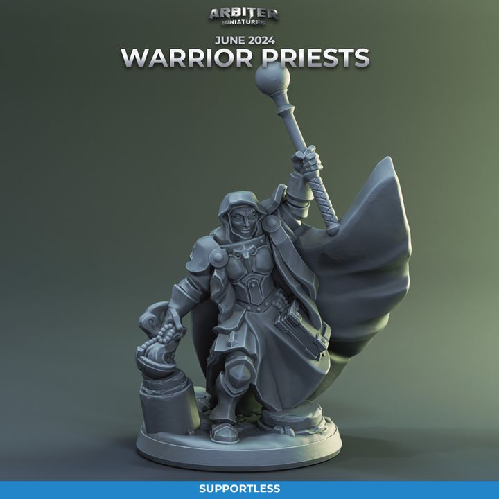 3D Printable Supportless Warrior Priest Female 01 by Arbiter Miniatures ...