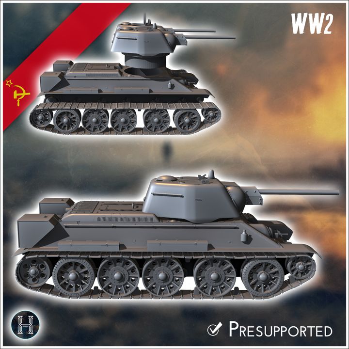 3D Printable T-34-76 1943 ChTz - Soviet army WW2 Second World East ...