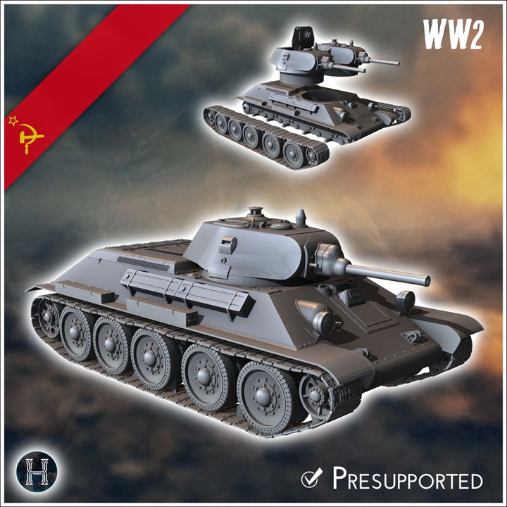 3D Printable T-34-76 M1940 - Soviet army WW2 Second World East front ...