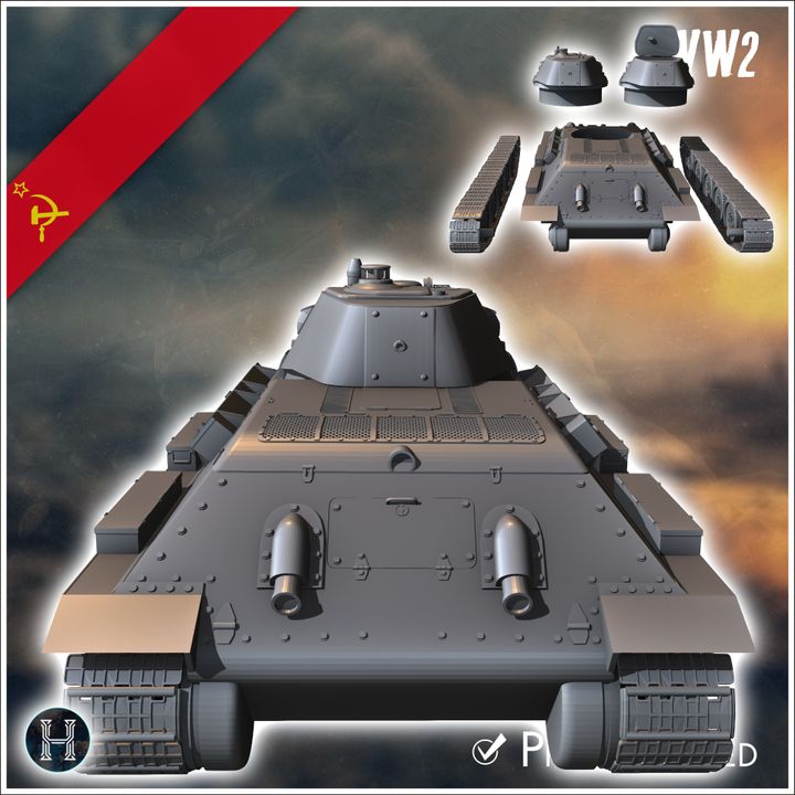 3D Printable T-34-76 M1940 - Soviet army WW2 Second World East front ...