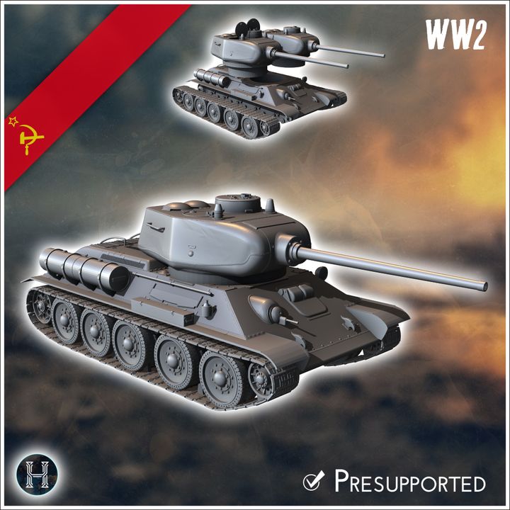 3D Printable T-34-85 M1944 - Soviet army WW2 Second World East front ...