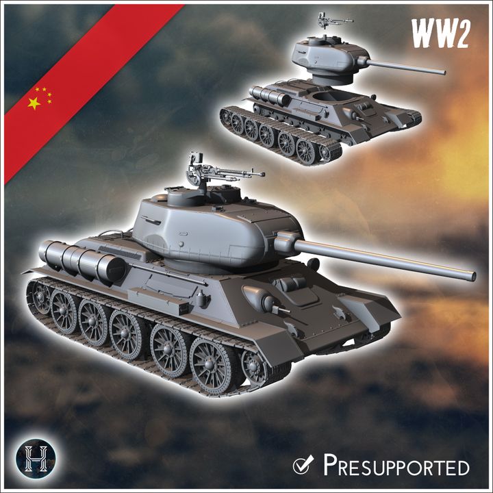 3D Printable T-34-85 Type 58 Gai - Chinese Modern army Military ...