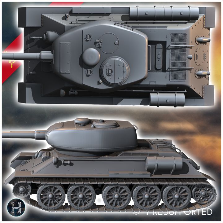 3D Printable T-34-100 tank destroyer - Soviet army WW2 Second World ...