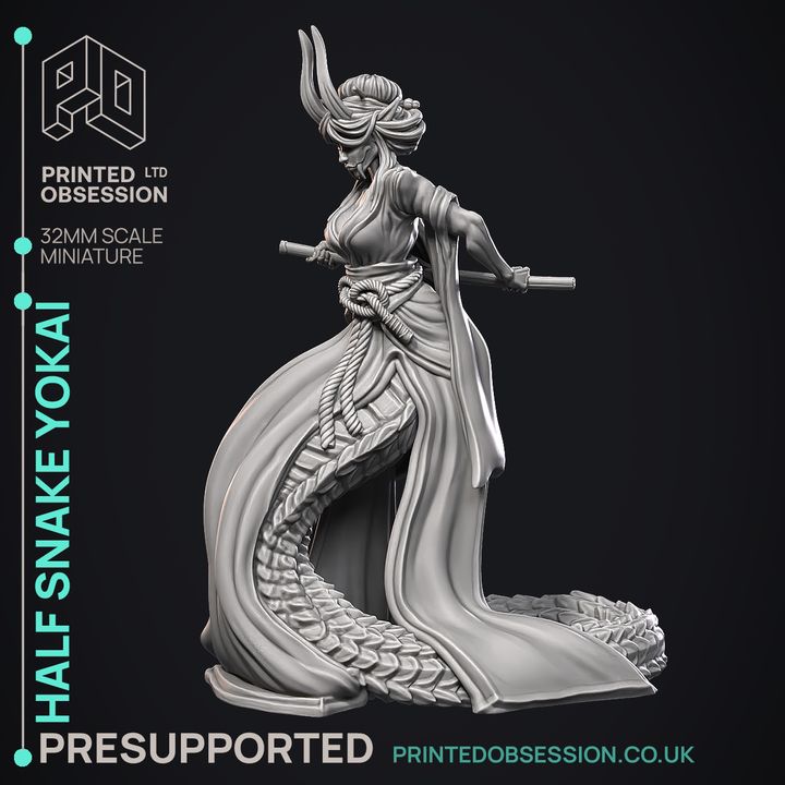 3D Printable Half Snake Yokai - Elemental Creatures - PRESUPPORTED ...