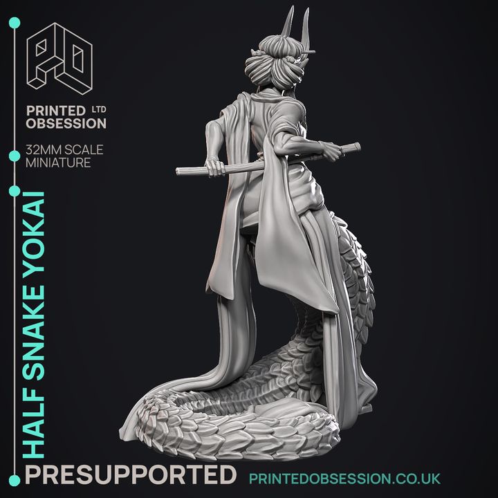 3D Printable Half Snake Yokai - Elemental Creatures - PRESUPPORTED ...