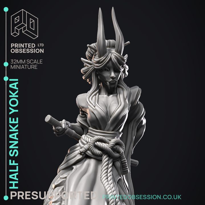 3D Printable Half Snake Yokai - Elemental Creatures - PRESUPPORTED ...