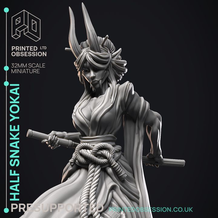 3D Printable Half Snake Yokai - Elemental Creatures - PRESUPPORTED ...