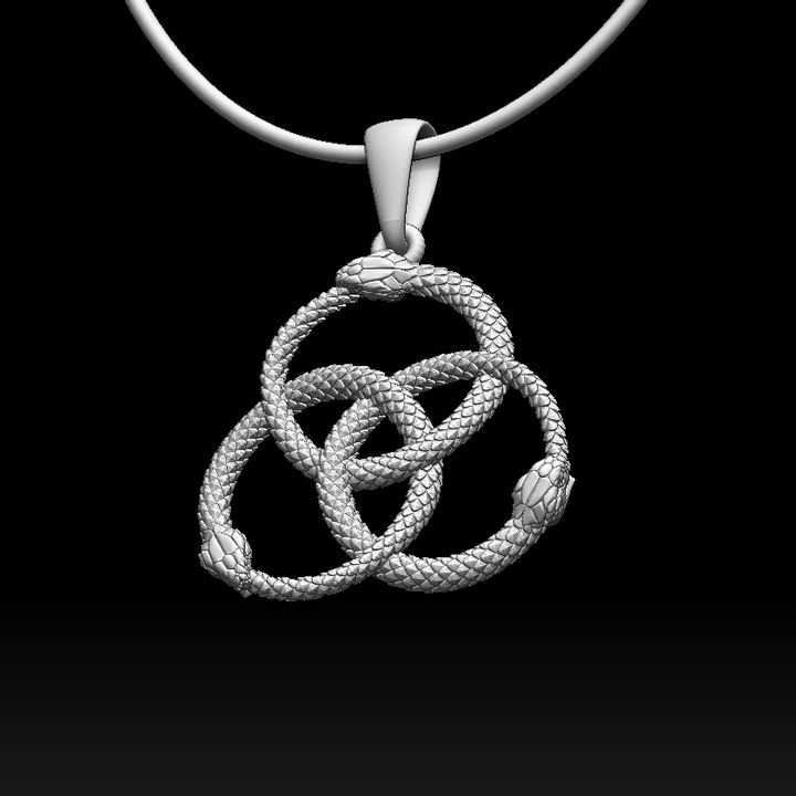 3D Printable Snake Ouroboros Pendant by 3Dimontis