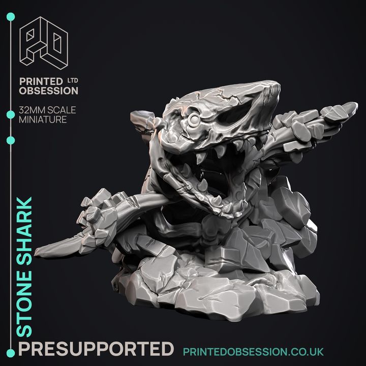 3D Printable Stone Shark - Elemental Creature - PRESUPPORTED ...