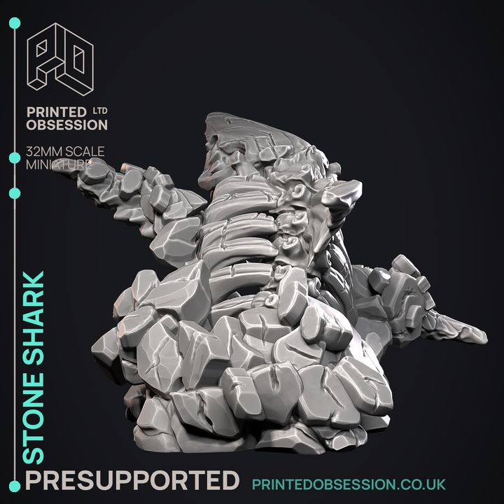3D Printable Stone Shark - Elemental Creature - PRESUPPORTED ...