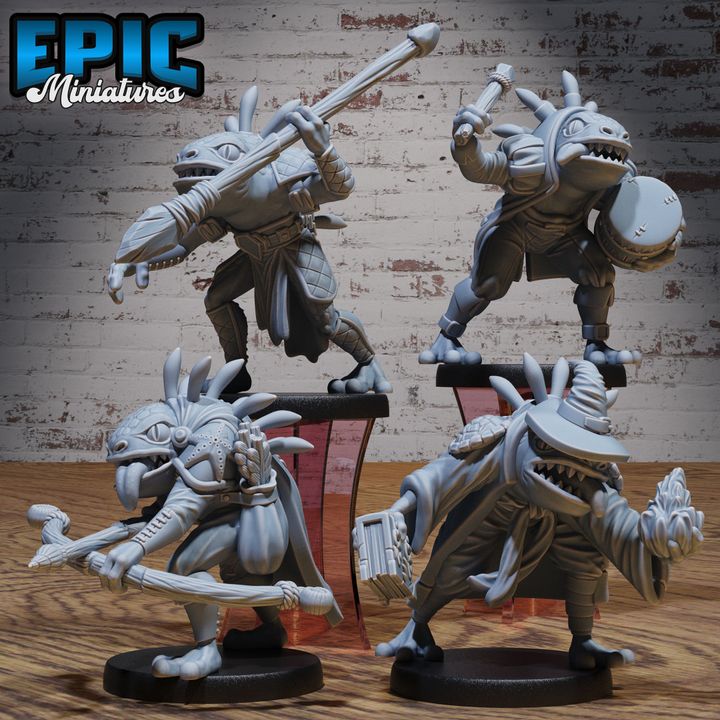 3D Printable River Folk Set / Fishfolk Warrior / Men-Fish Tribe Fighter ...