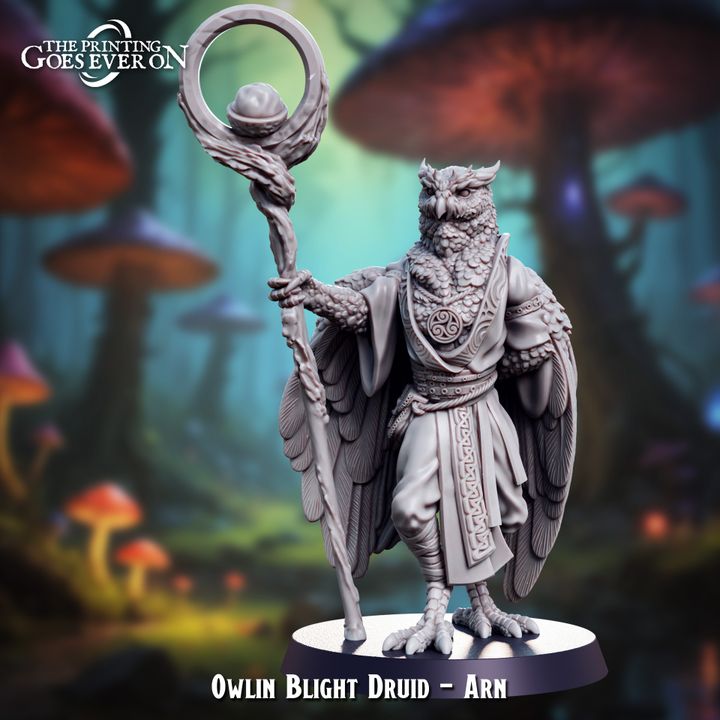 3D Printable Owlin Blight Druid - Arn - Presupported by The Printing ...