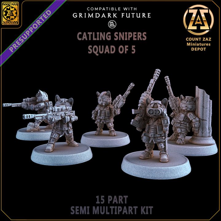 3D Printable CATLING SNIPERS - 5 POSES - 15 PARTS KIT - New Supports 08 ...