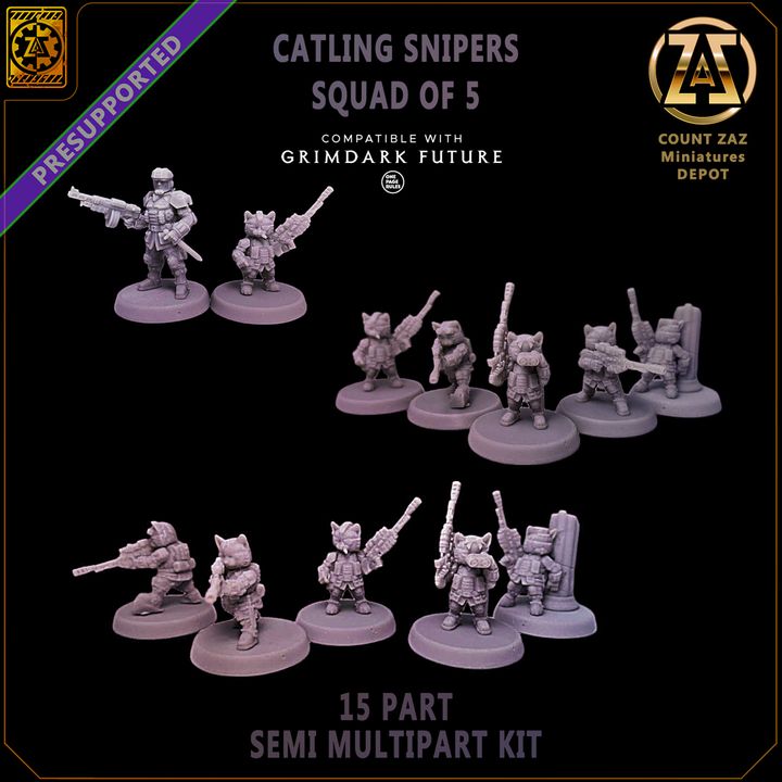 3D Printable CATLING SNIPERS - 5 POSES - 15 PARTS KIT - New Supports 08 ...