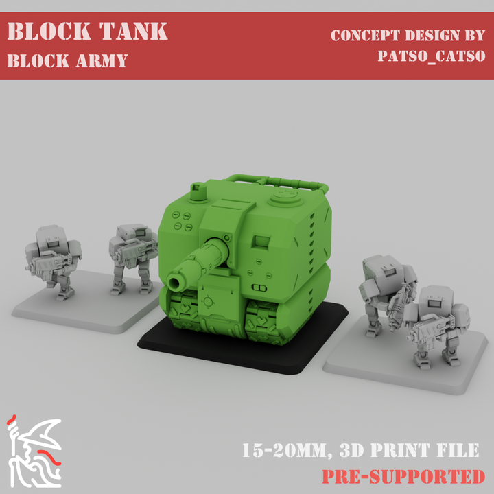 3D Printable [Block Army] Block Tank by Filamentio
