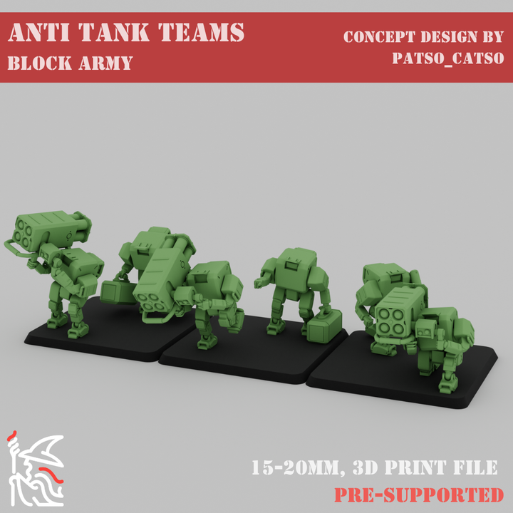 3D Printable [Block Army] Anti Tank Teams by Filamentio