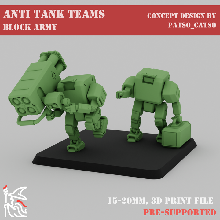 3D Printable [Block Army] Anti Tank Teams by Filamentio