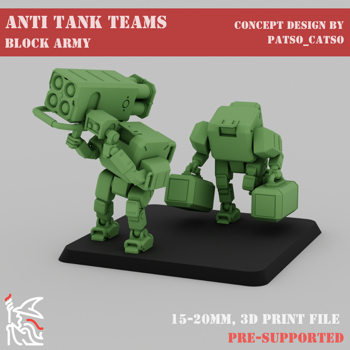 3D Printable [Block Army] Anti Tank Teams by Filamentio