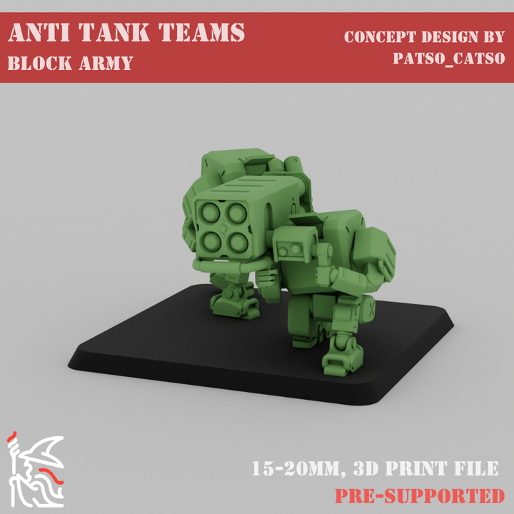 3D Printable [Block Army] Anti Tank Teams by Filamentio