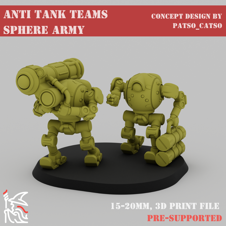 3D Printable [Sphere Army] Anti Tank Teams by Filamentio