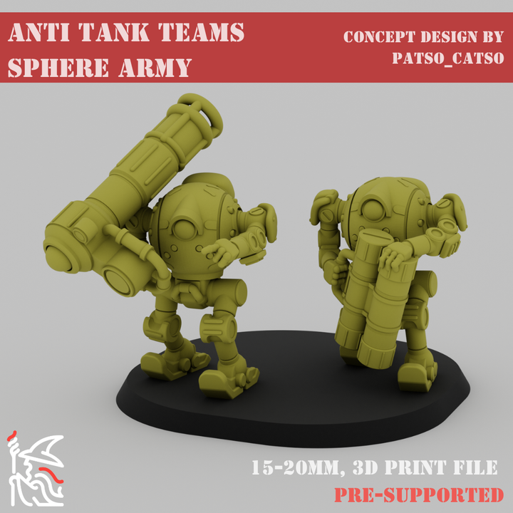 3D Printable [Sphere Army] Anti Tank Teams by Filamentio