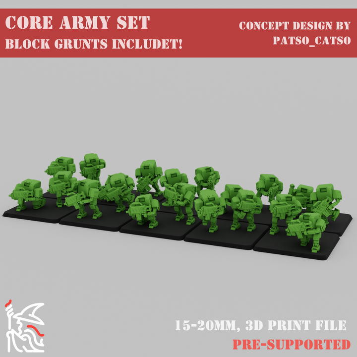 3D Printable [Block Army] Core Army Set by Filamentio