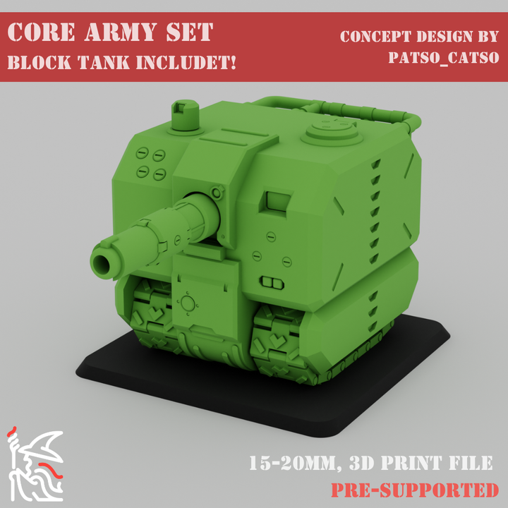 3D Printable [Block Army] Core Army Set by Filamentio